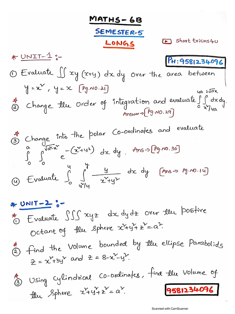 6B Maths Sem 6 Imp List | PDF