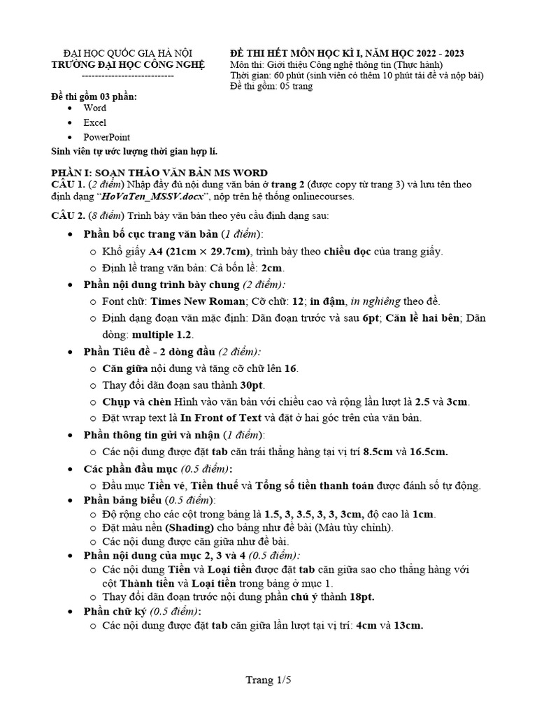 Bai Thi Thu THCS | PDF