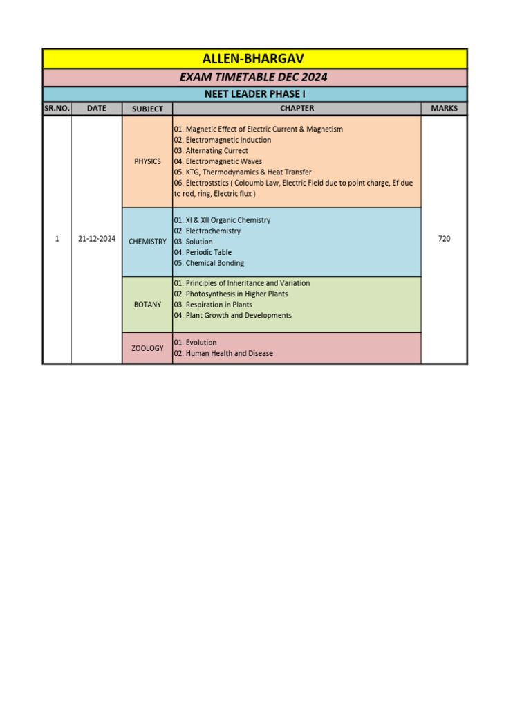 Leader Dec Exam Schedule | PDF