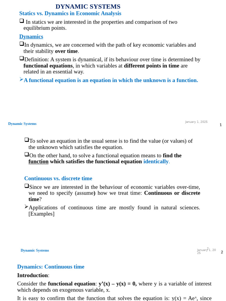 Dynamic Systems-Introduction | PDF | Keynesian Economics | Equations
