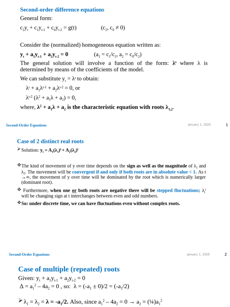 Second-Order Difference Equations and Applications | PDF | Mathematical Objects | Mathematical ...