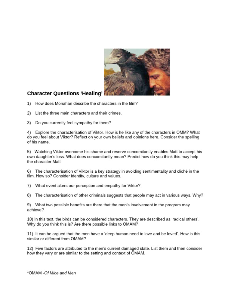 Character Questions HEALING | PDF
