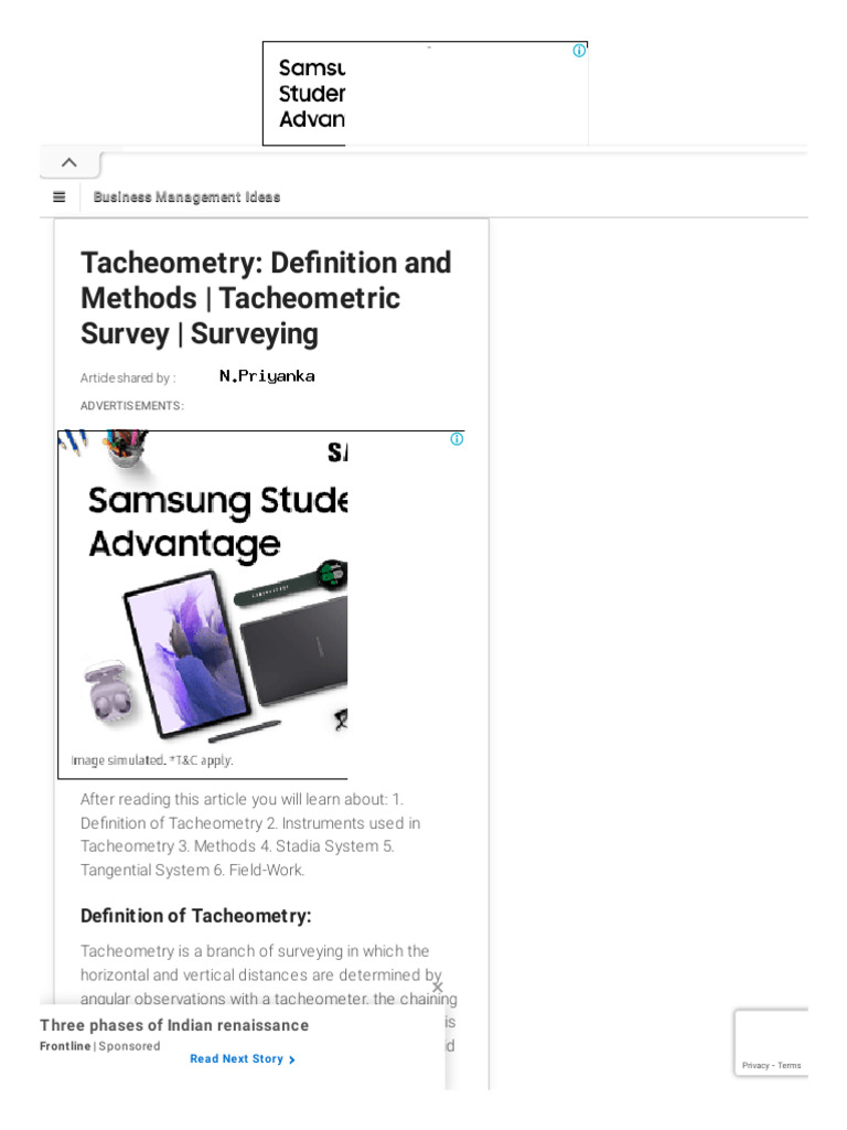 Tacheometry - Definition and Methods - Tacheometric Survey - Surveying ...
