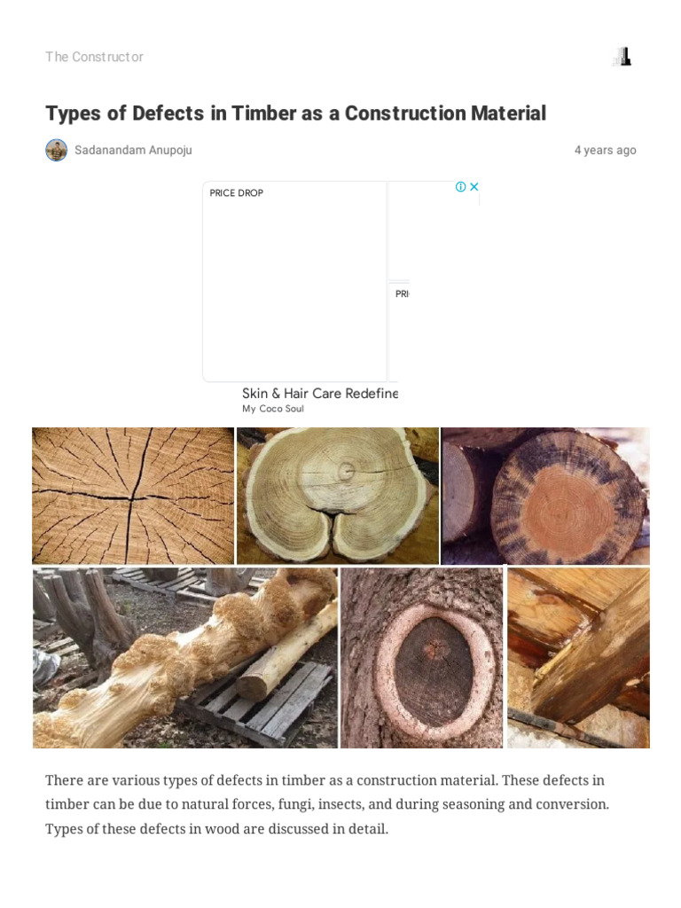 Types of Defects in Timber as a Construction Material | PDF | Wood | Lumber