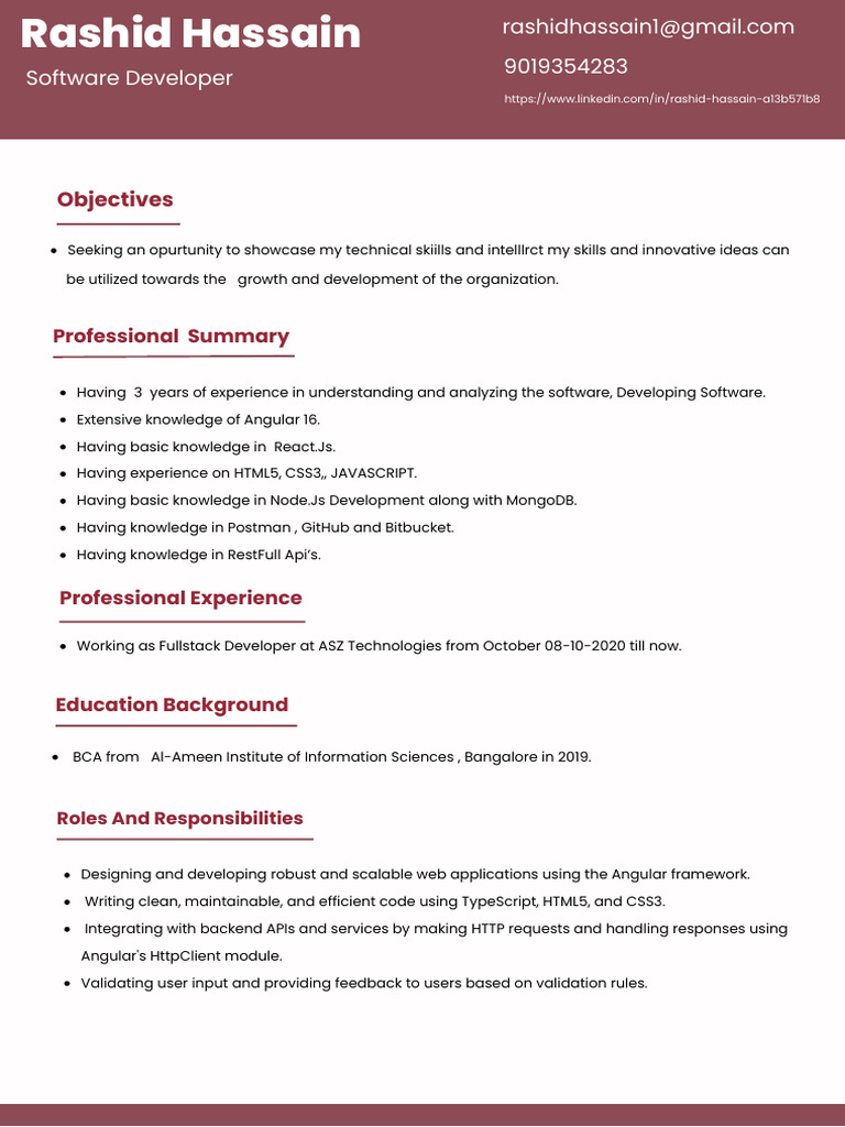 Rashid Hassain Resume | PDF | Software Development | Software