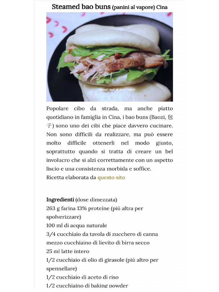 Ricetta Pane Steamed Bao Buns | PDF