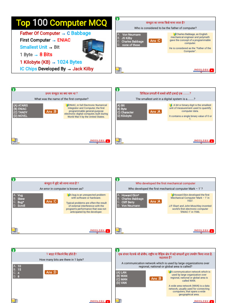 Top 100 Mcqs Of Computer Science Converted Pdf Computer Program