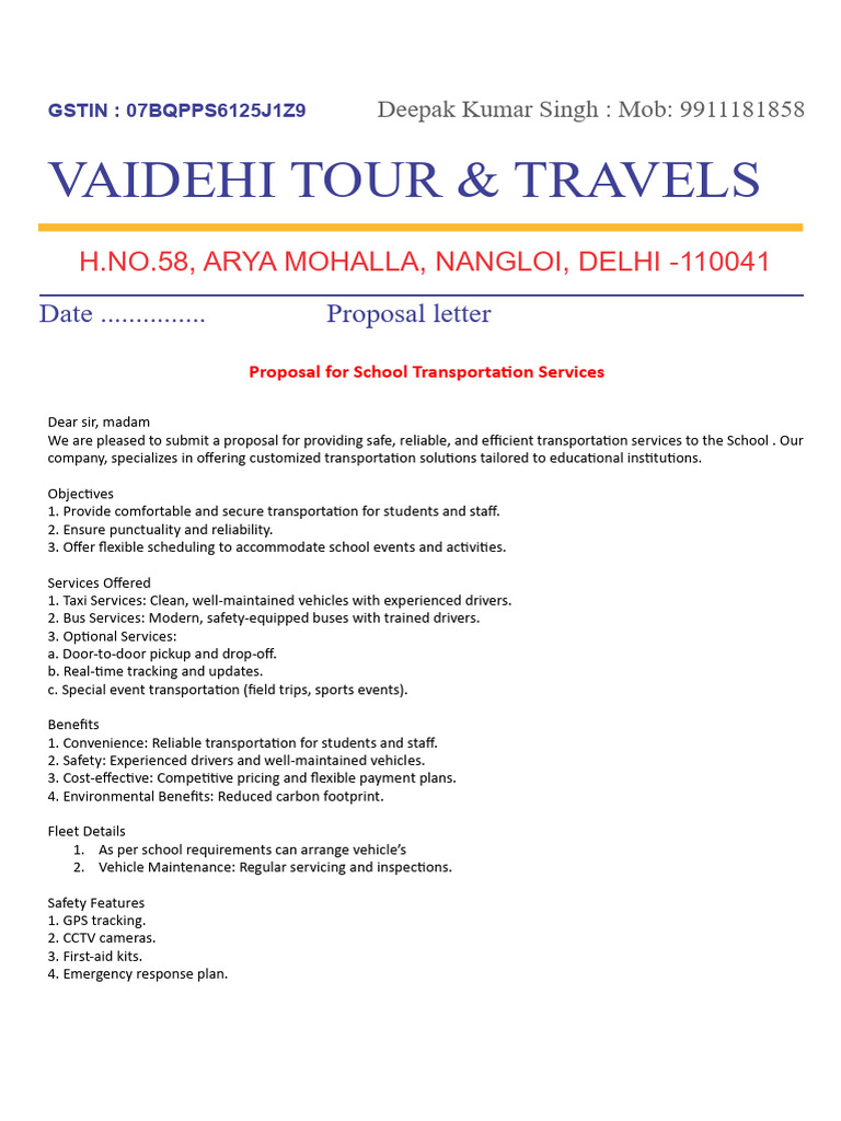 School Transportation Services Proposal | PDF | Transport | Vehicles