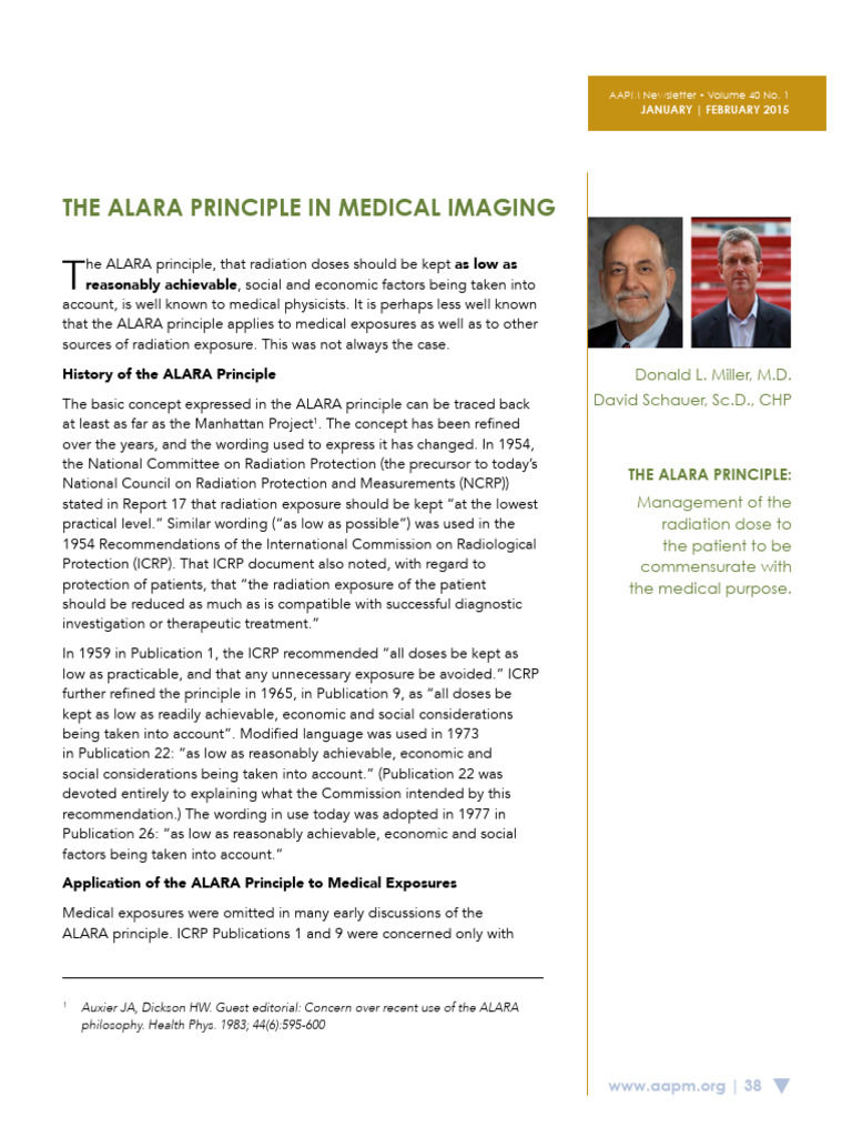 ALARA Principle in Medical Imaging | PDF | Radiation Protection ...