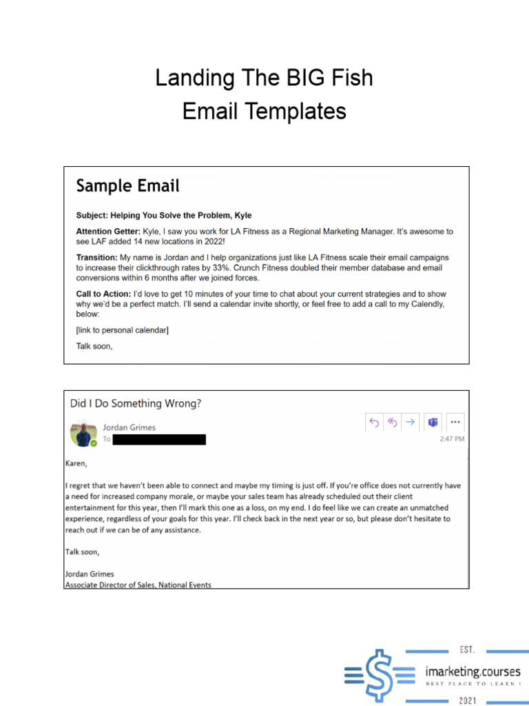Email Templates for Big Fish Leads | PDF