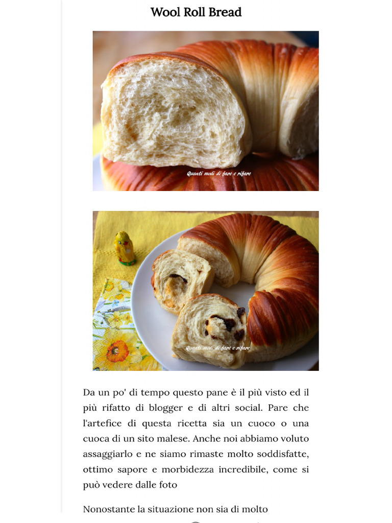 Ricetta Pane Wool Roll Bread | PDF