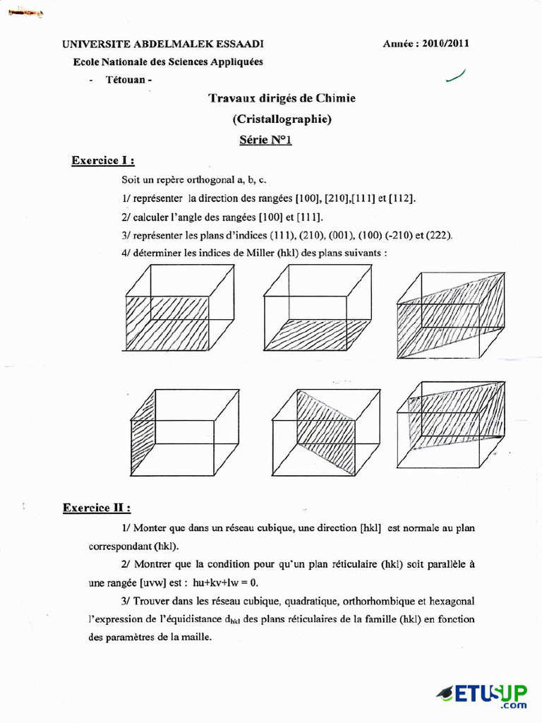 TD Cristallographie Corrigé PDF | PDF