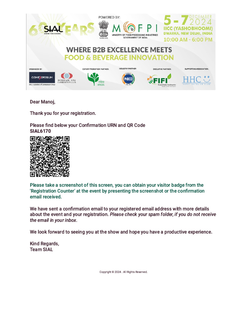 Registration - SIAL 2024 | PDF