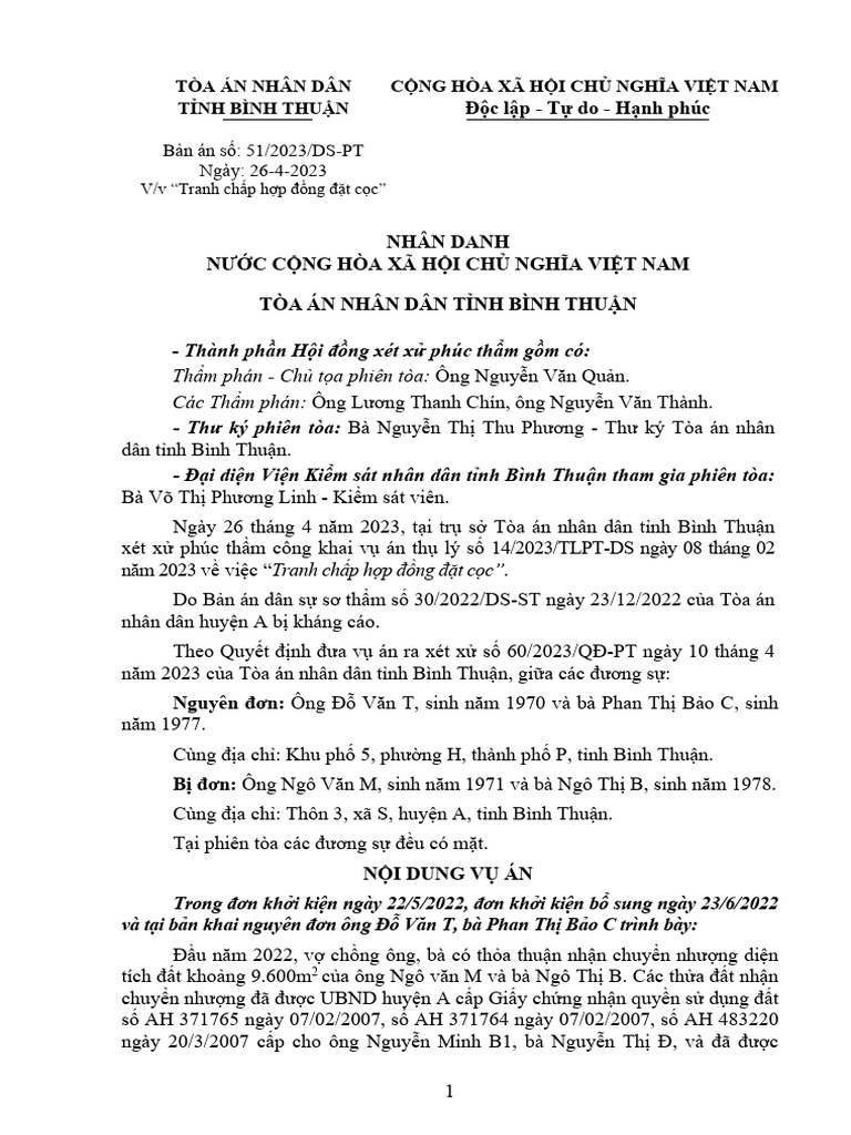 BAN AN PT Thương Mươi 264 | PDF