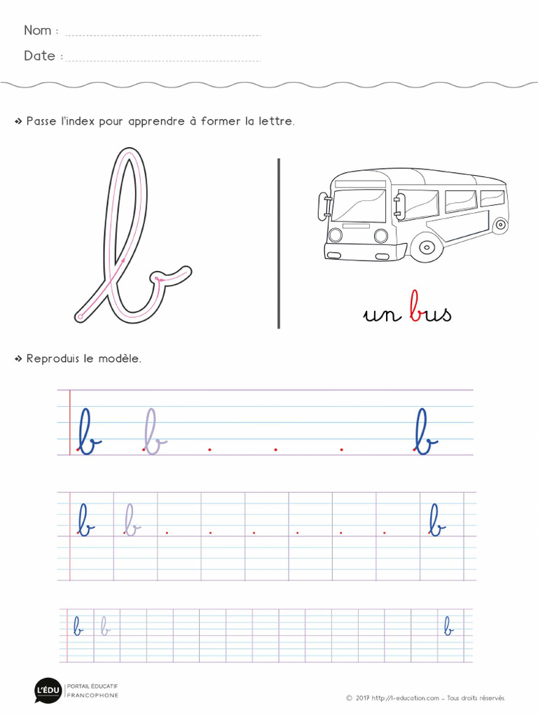 Apprendre A Ecrire La Lettre B Minuscule t78r | PDF