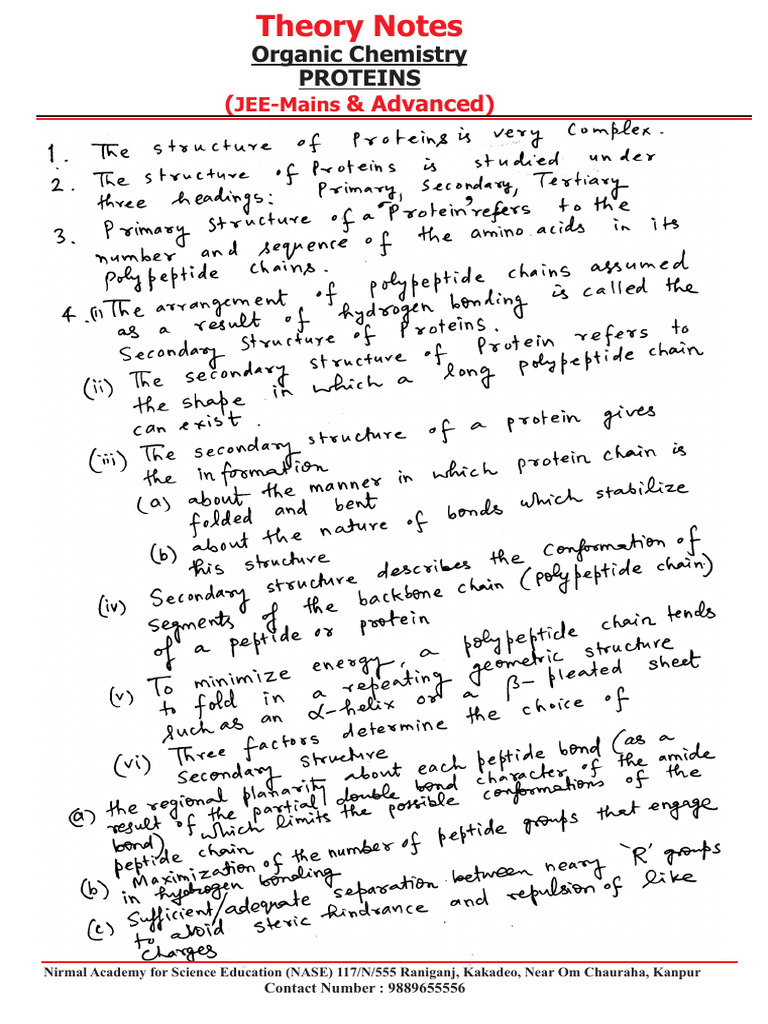 JEE Mains & Advanced Protein Notes | PDF