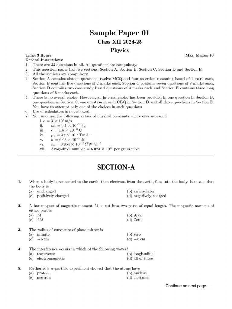 Sample Paper 2024-25-1 | PDF