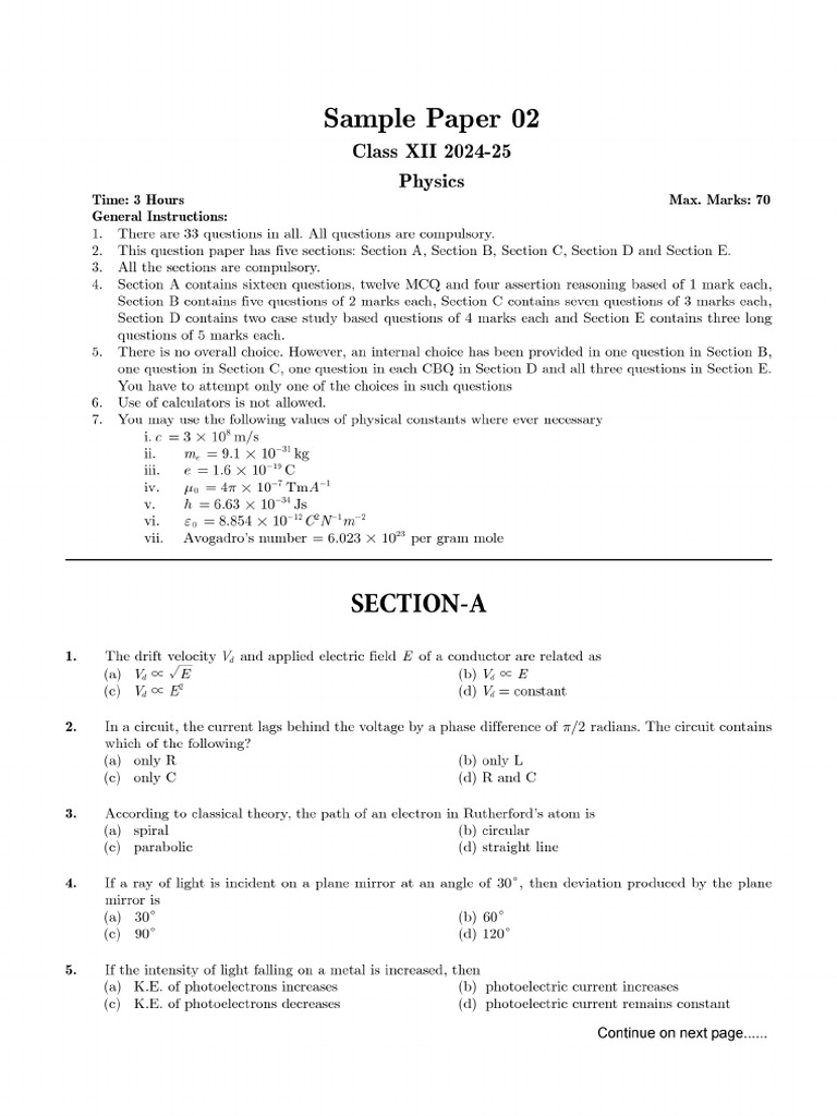 Sample Paper - 2 | PDF