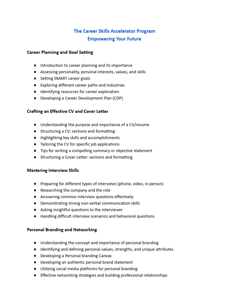 The Career Skills Accelerator Program- Empowering Your Future | PDF