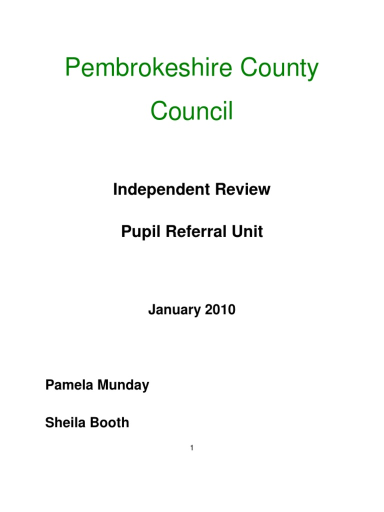 Pembrokeshire County Council: Independent Review Pupil Referral Unit