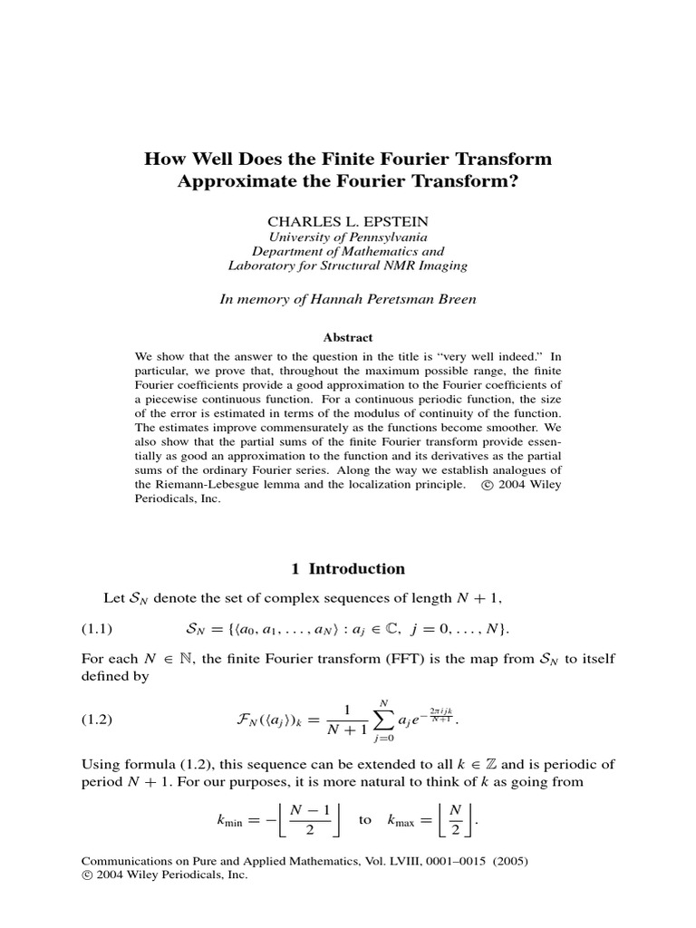 FFTVSFT | PDF | Fourier Transform | Function (Mathematics)