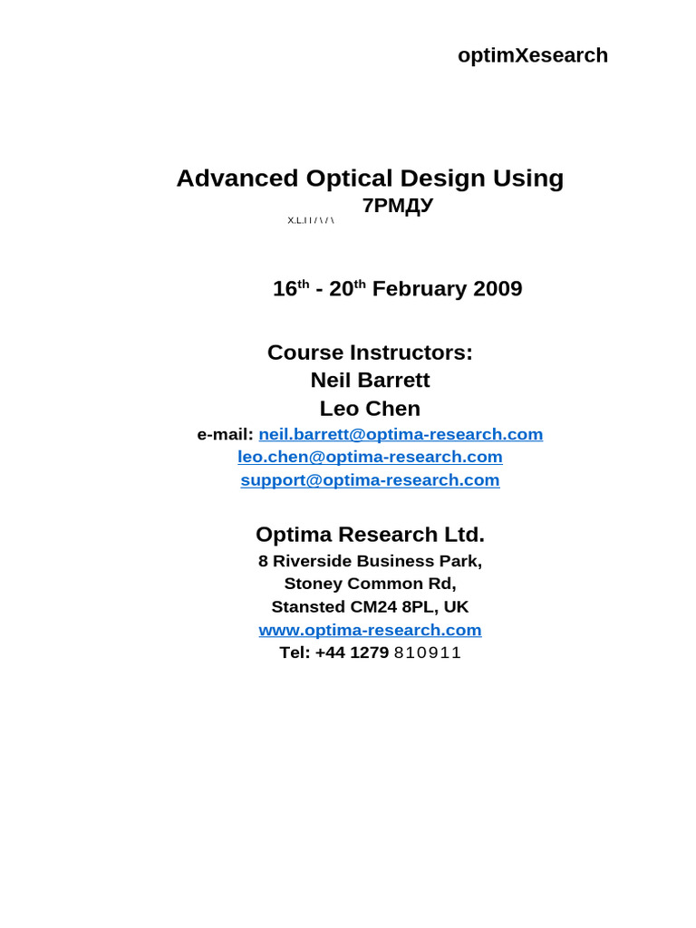 Advanced Optical Design Using Zemax | PDF | Optics | Atomic