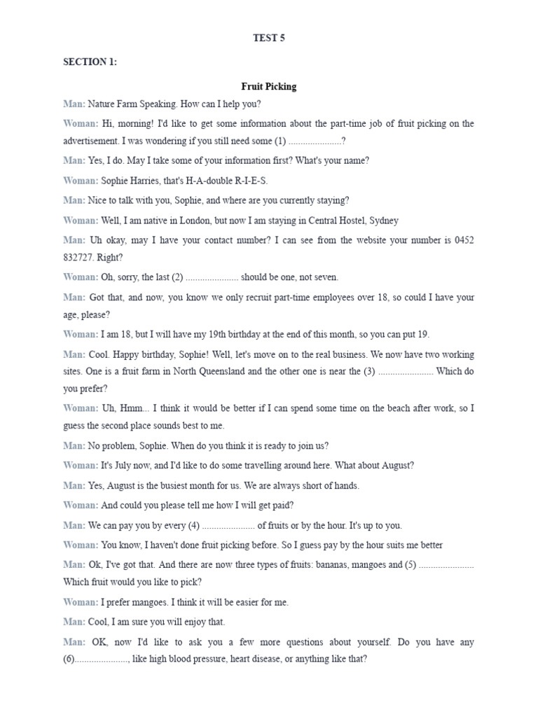 Dictation - Test 5.5 | PDF