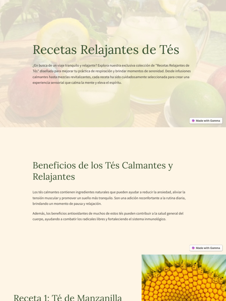 Recetas de Tés Relajantes y Calmantes | PDF | Té