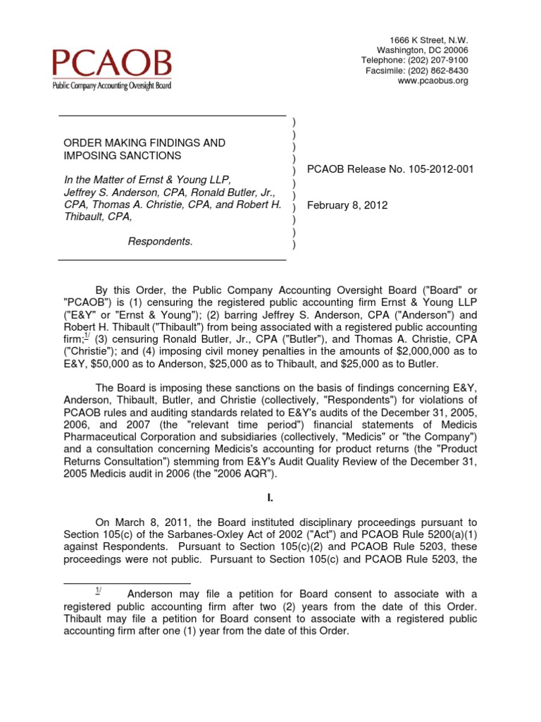 PCAOB Ernst Young | PDF | Financial Audit | Auditor's Report