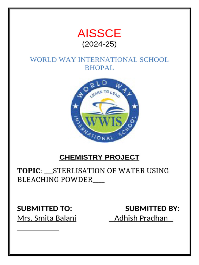 COVER PAGE (1) | PDF | Water Purification | Bleach