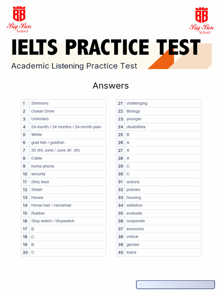 IELTS Listening Practice Test Answers | PDF