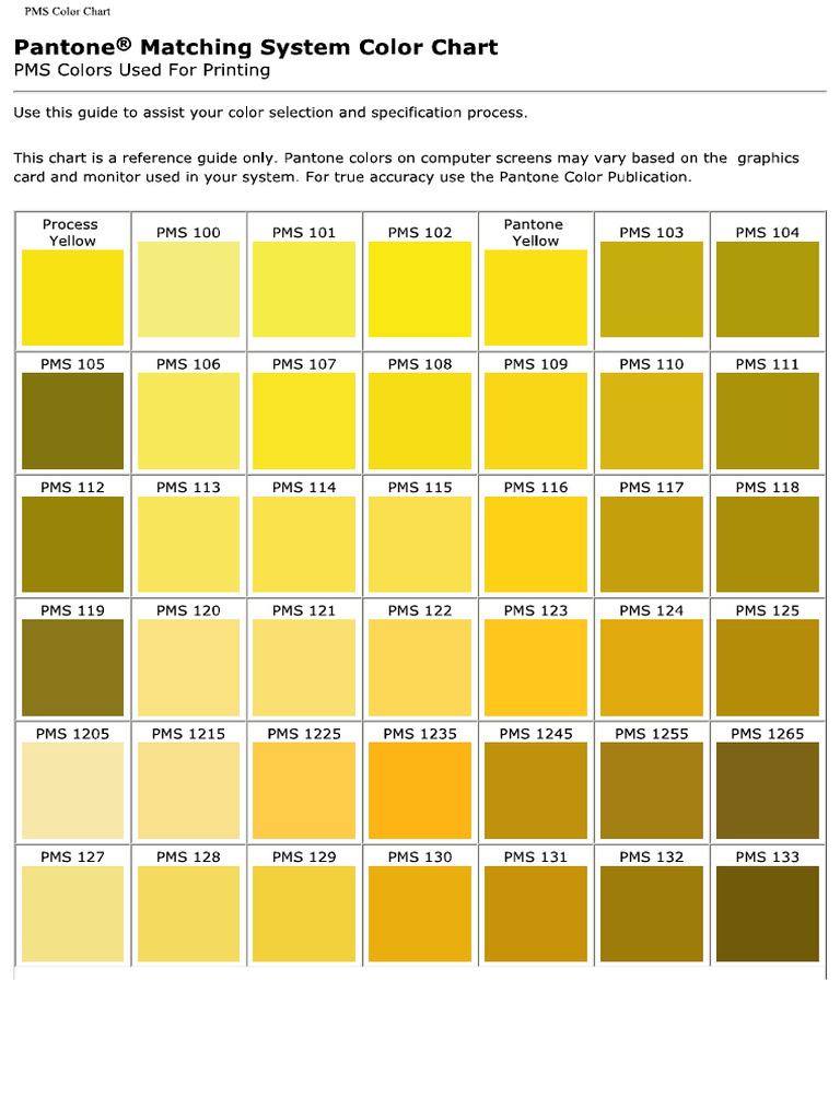 PMS Color Chart - Pms - Chart | PDF