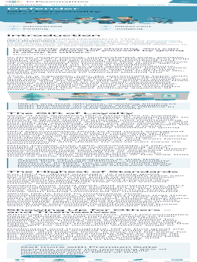 ISFJ Personality (Defender) 16personalities | PDF | Personality Type ...