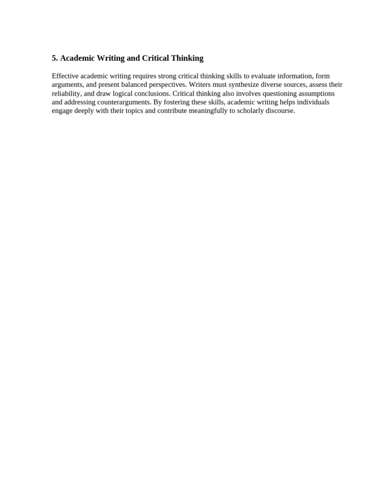 Academic Writing & Critical Thinking Skills | PDF