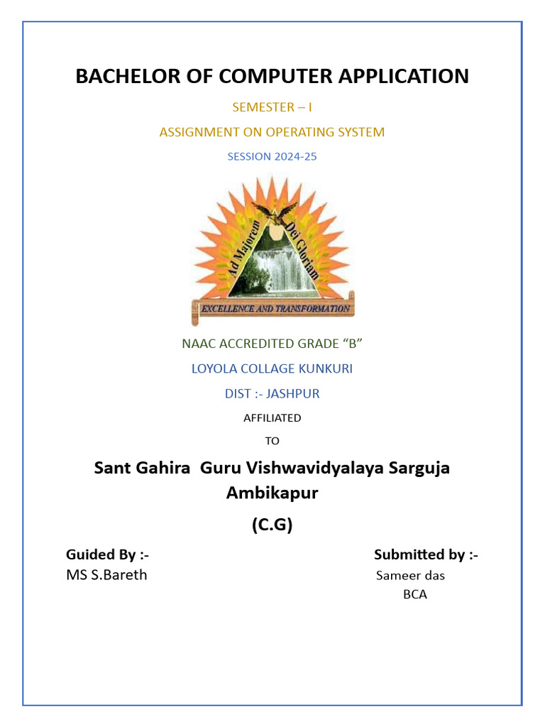 Os Assignment First Page | PDF