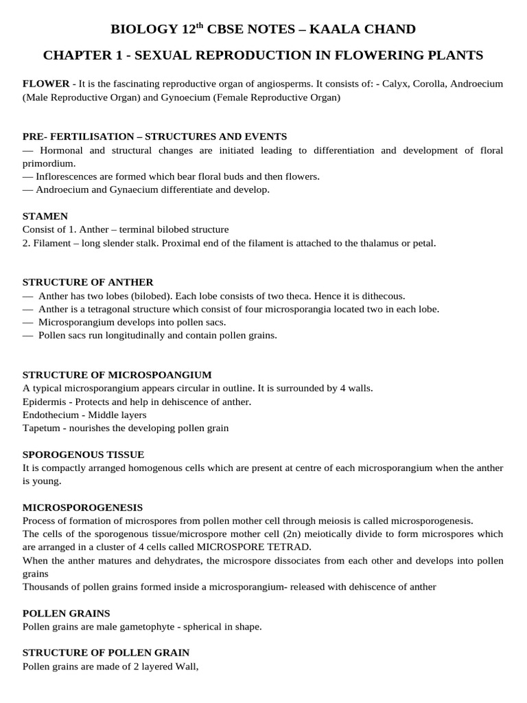 NOTES 12TH Cbse | PDF | Dominance (Genetics) | Seed