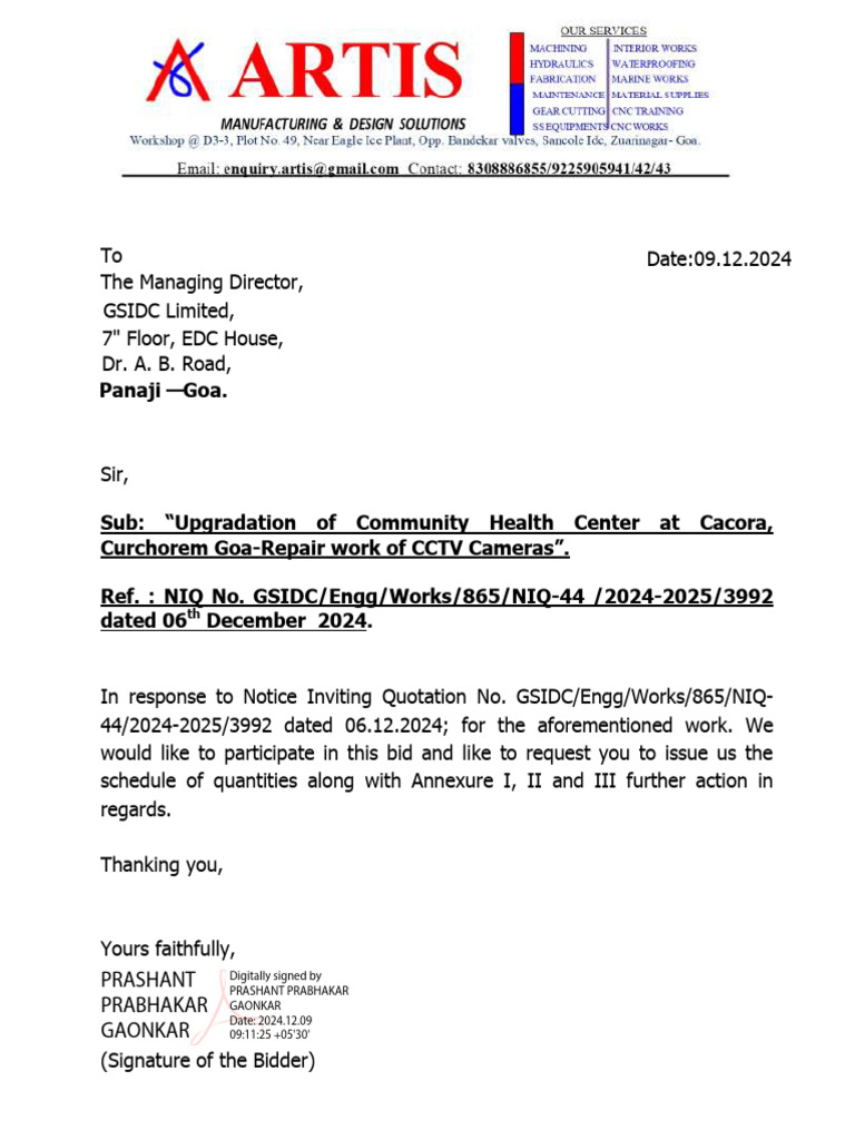 GSIDC Letter Application | PDF