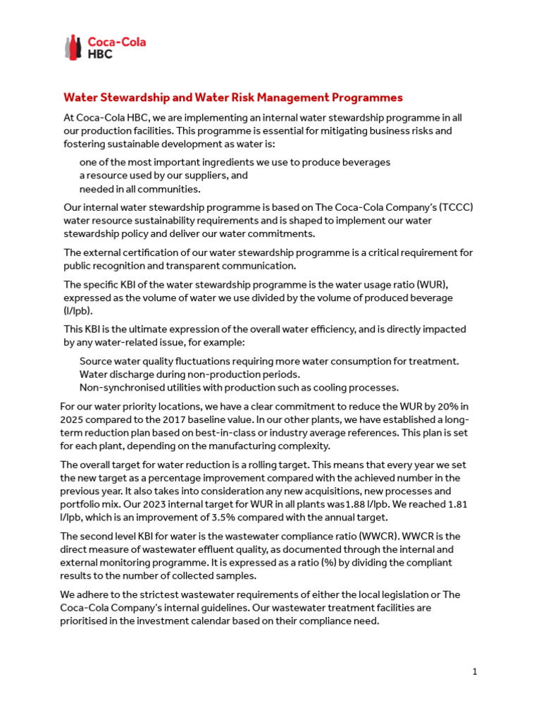 Water Stewardship and Water Risk Management Programmes - Pdf ...