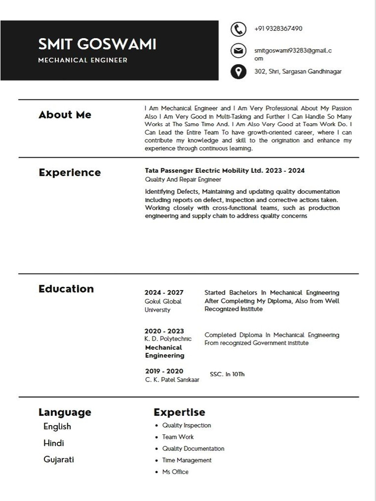 Smit Goswami Resume | PDF