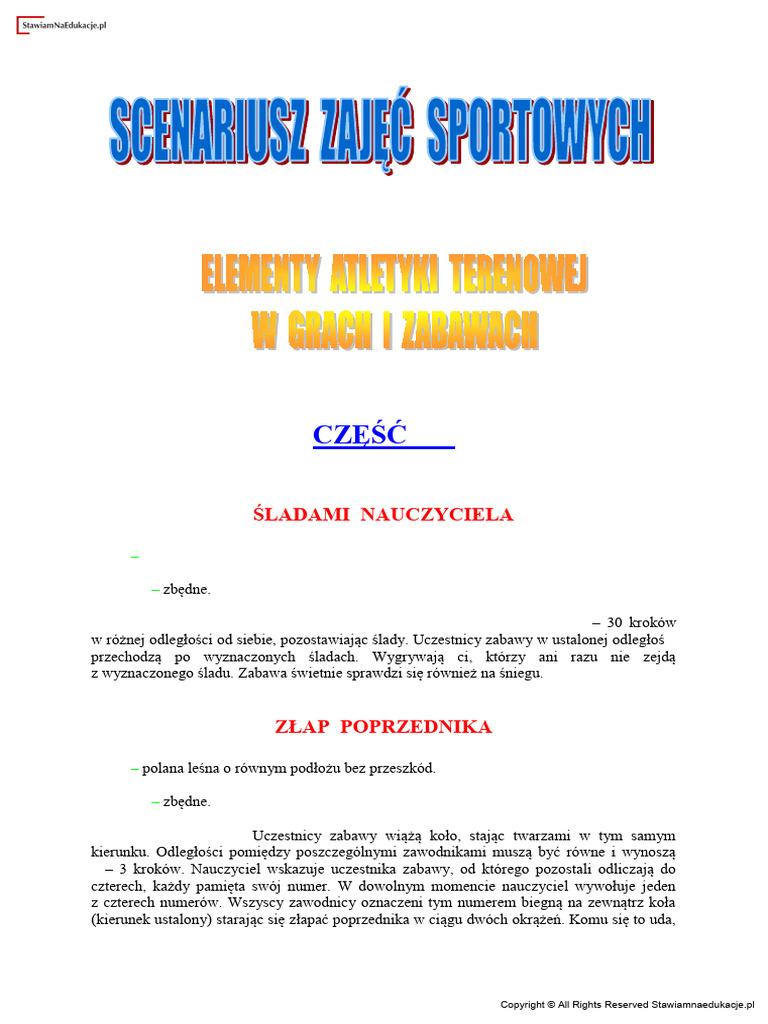 Scenariusz Zabawy I Gry Terenowe III | PDF