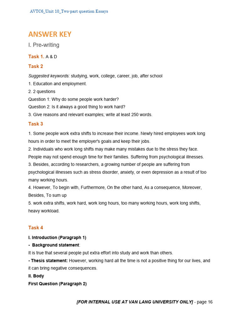 AVTC6 - Unit 10 - Answer Key | PDF | Cost Of Living | Fashion