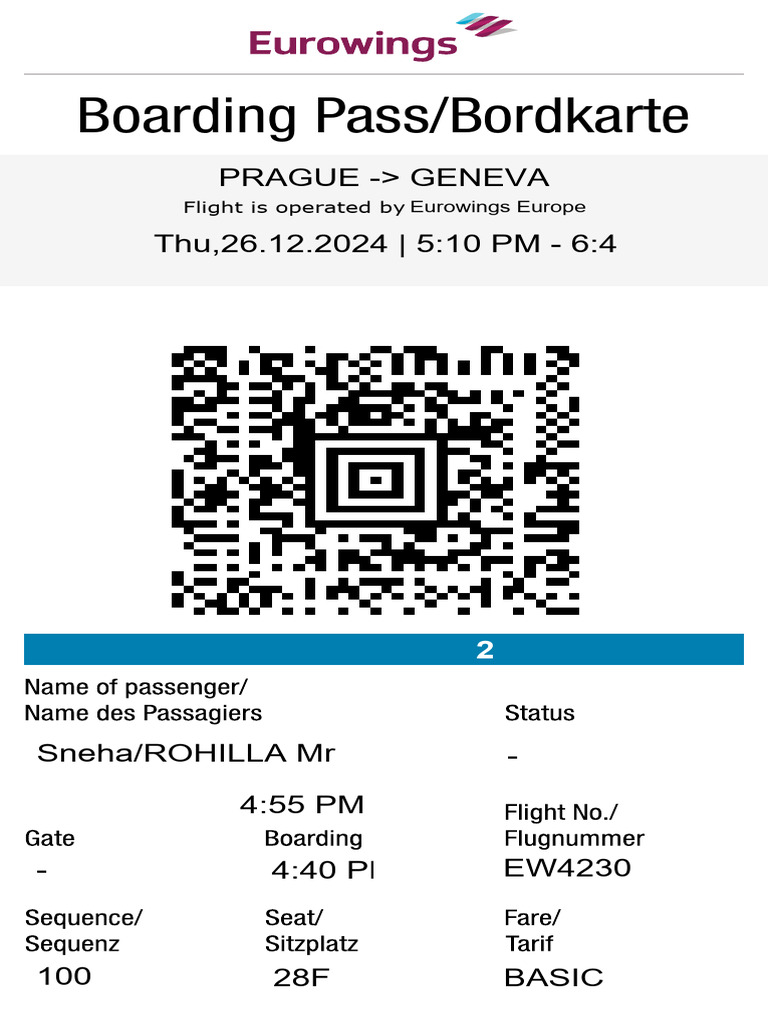 Eurowings Boardingpass WEMP4V Mobile | PDF