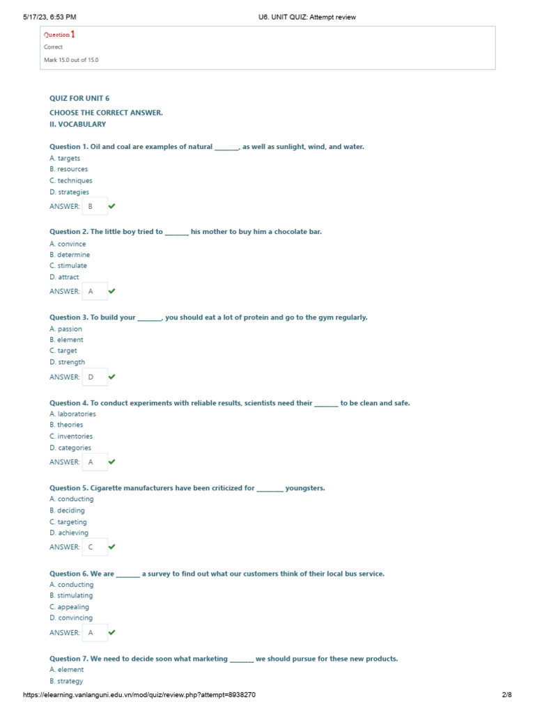 U6. UNIT QUIZ - Attempt Review | PDF