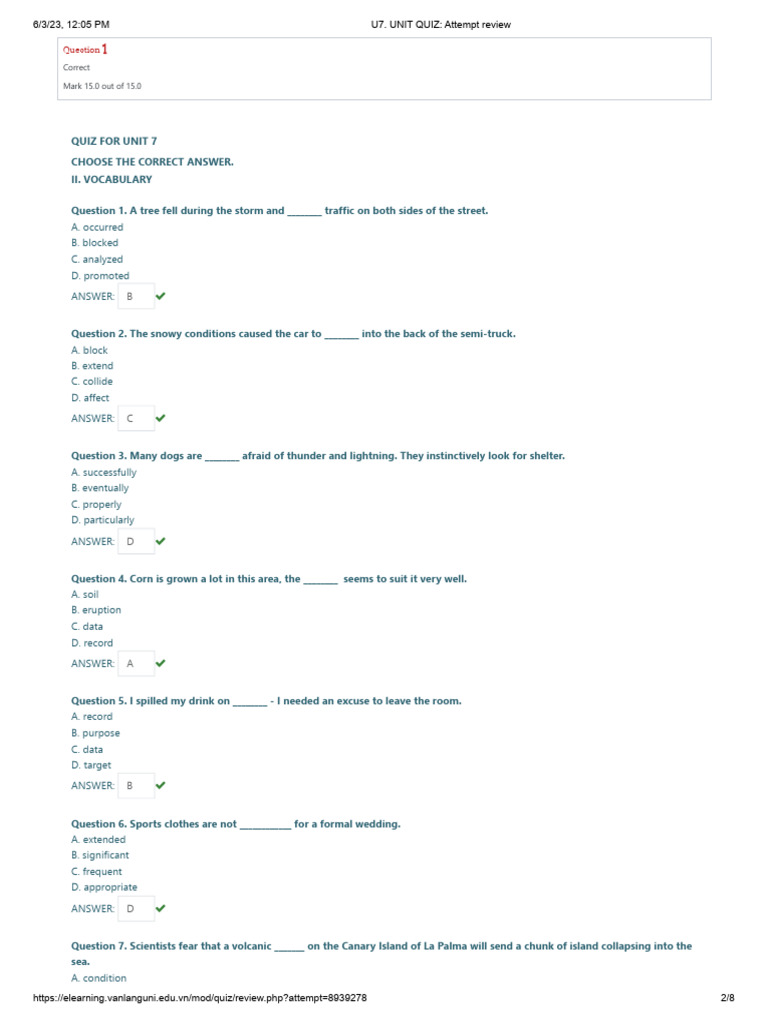 Unit 7 Quiz Review Answers | PDF