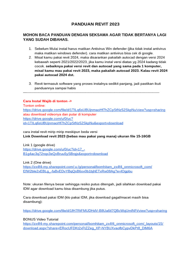 Panduan Instalasi Revit 2023 | PDF