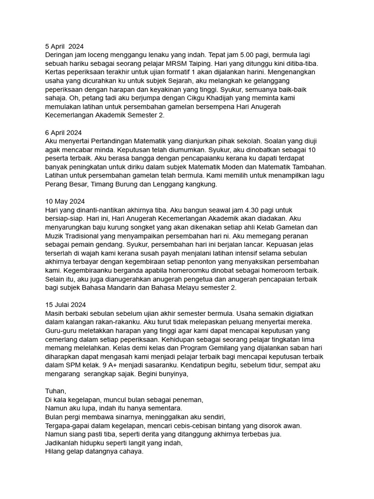 Catatan, Semester Baharu, Harapan Menjulang Tinggi | PDF