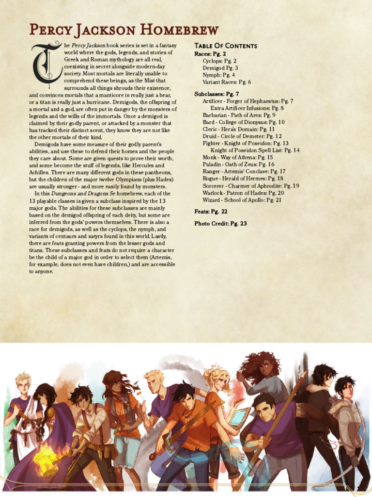 Percy Jackson D&D Homebrew Guide | PDF | Deities | Zeus