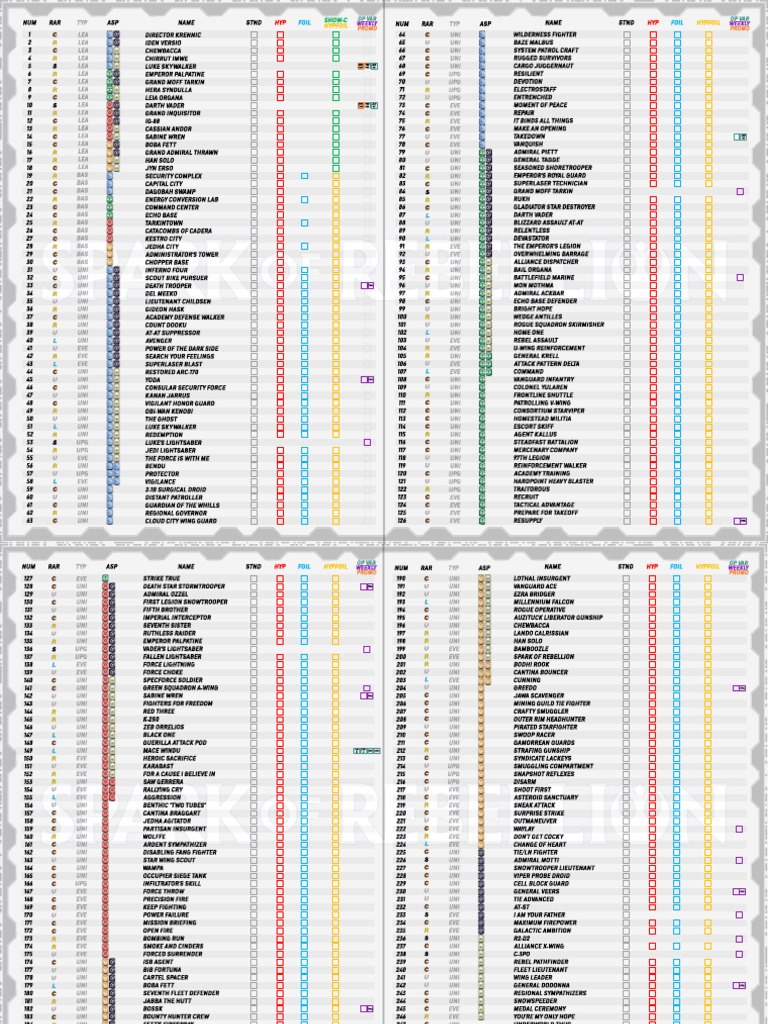 Complete SoR Collectors Checklist 2.0 With Fonts Converted To Paths | PDF