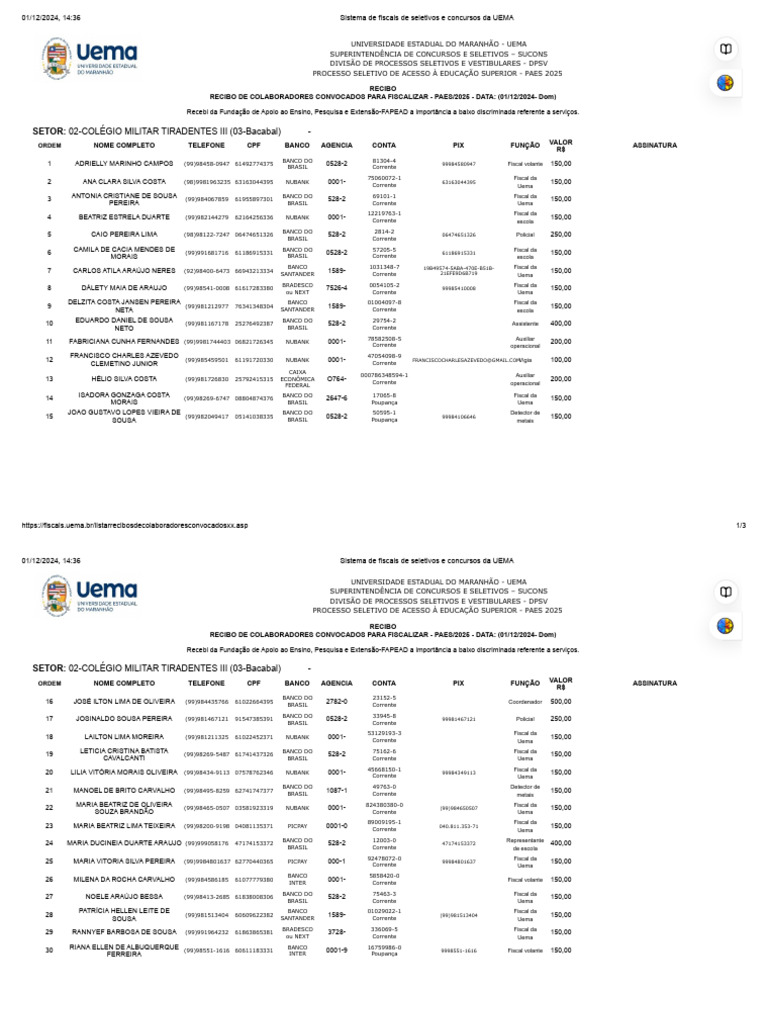 Sistema de fiscais de seletivos e concursos da UEMA - PAES 2025 | PDF | Brasil