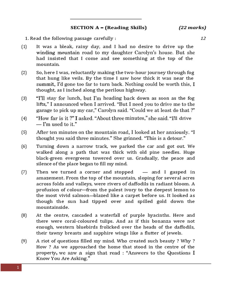 CBSE Class 10 English Communicative Question Paper 2024 | PDF